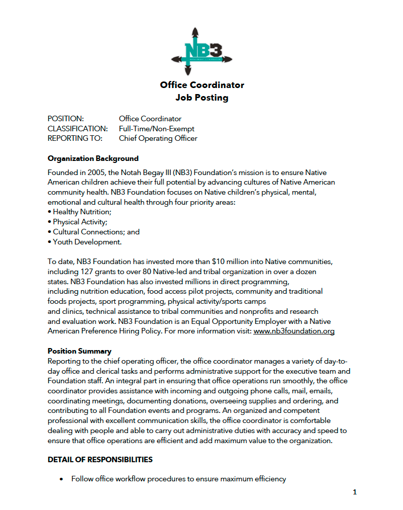 Jobs and Opportunities – NB3 Foundation